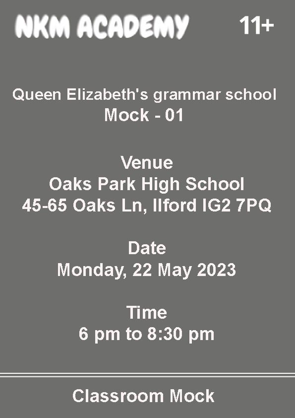 QE (Boys) Mock - 01 - 11 plus tutoring Centre