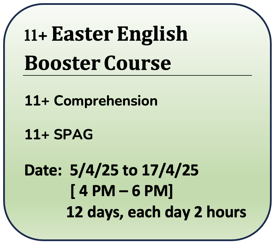 11+ Easter English Booster Course
